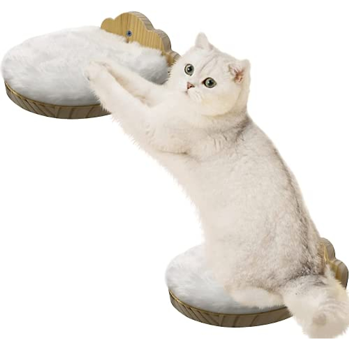 Megidok Solid Wood Cat Shelves Steps 2 Pack, Widen Cat Climbing Steps Wall Mounted Cat Furniture, Cat Perches for Wall, Cat Walkways Indoor, 8x7.5x6 inches