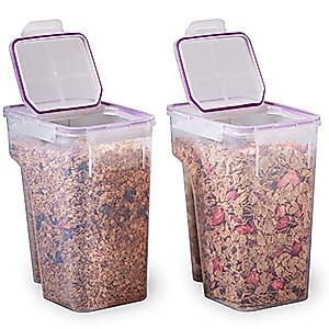 Snapware Airtight 2-Pack (22.8 Cup) Cereal Dispenser Storage Containers, Flip-Top Lid BPA Free, Plastic Containers For Cereal, Rice, Snack, Dry Food and Pantry Organization