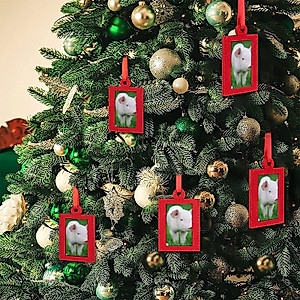 Cute Pig Christmas Photo Ornament Frame Red Picture Frame for Xmas Tree Hanging Decoration