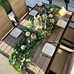 CQURE 14Pcs Eucalyptus Garland,Artificial Eucalyptus Leaves Table Greenery Garland Wreath Vines for Wedding Party Table Fireplace Bedroom Wall Room Decor