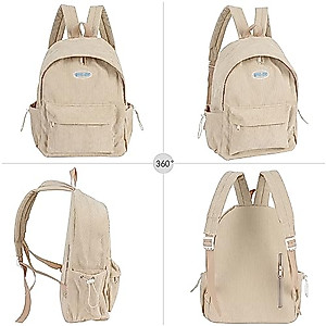 Felite Fnn Women Large Striped Corduroy Backpack Casual Multipurpose Daypack Travel Rucksack