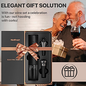 HotFrost Electric Wine Opener – Wine Bottle Opener Kit with Foil Cutter, Wine Aerator, Vacuum Stopper – Rechargeable Corkscrew Wine Opener – Cordless Automatic Wine Opener – Birthday Wine Gift Set