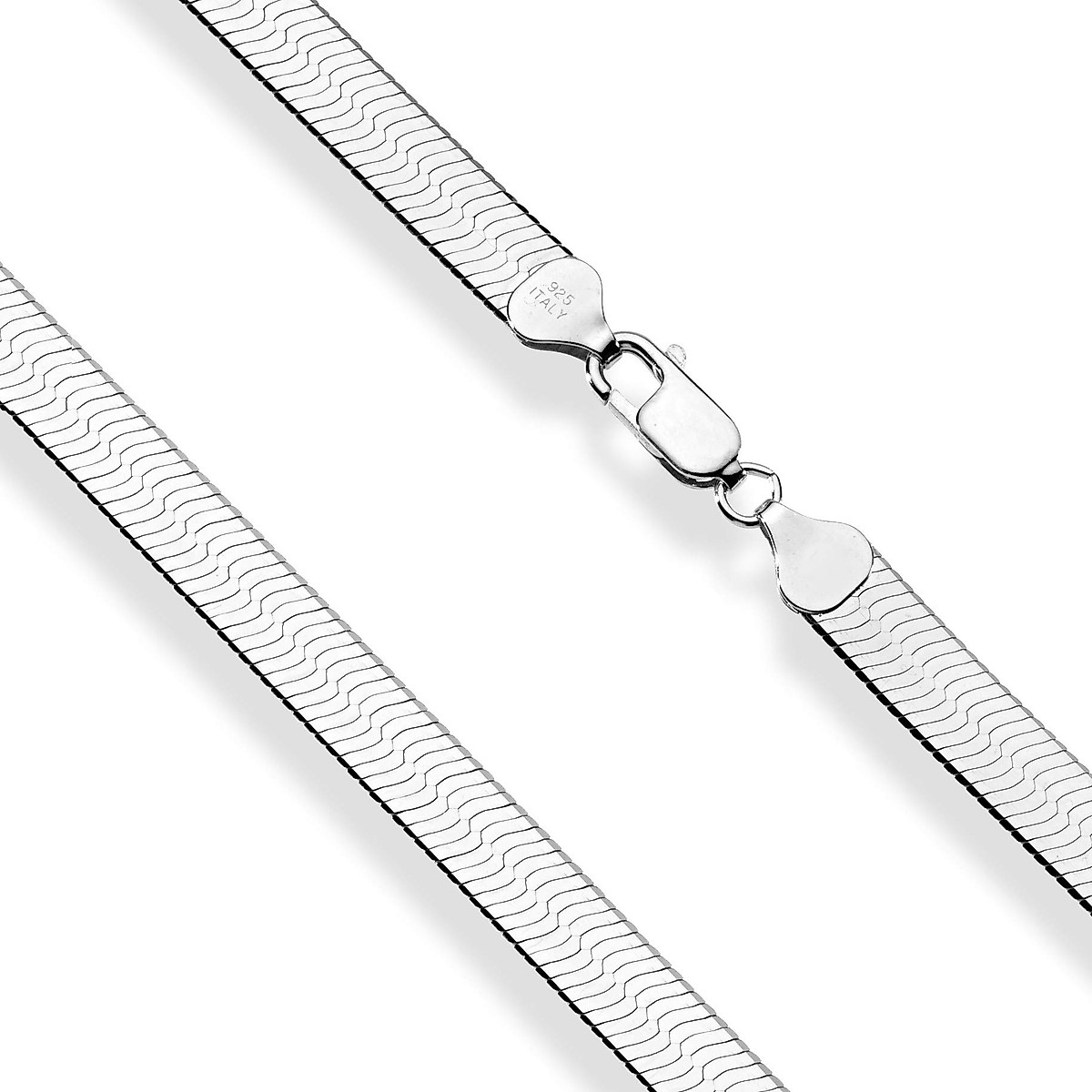 Miabella 925 Sterling Silver Italian Solid 7mm Flat Herringbone Chain Necklace for Women, Made in Italy (Length 20 Inches)