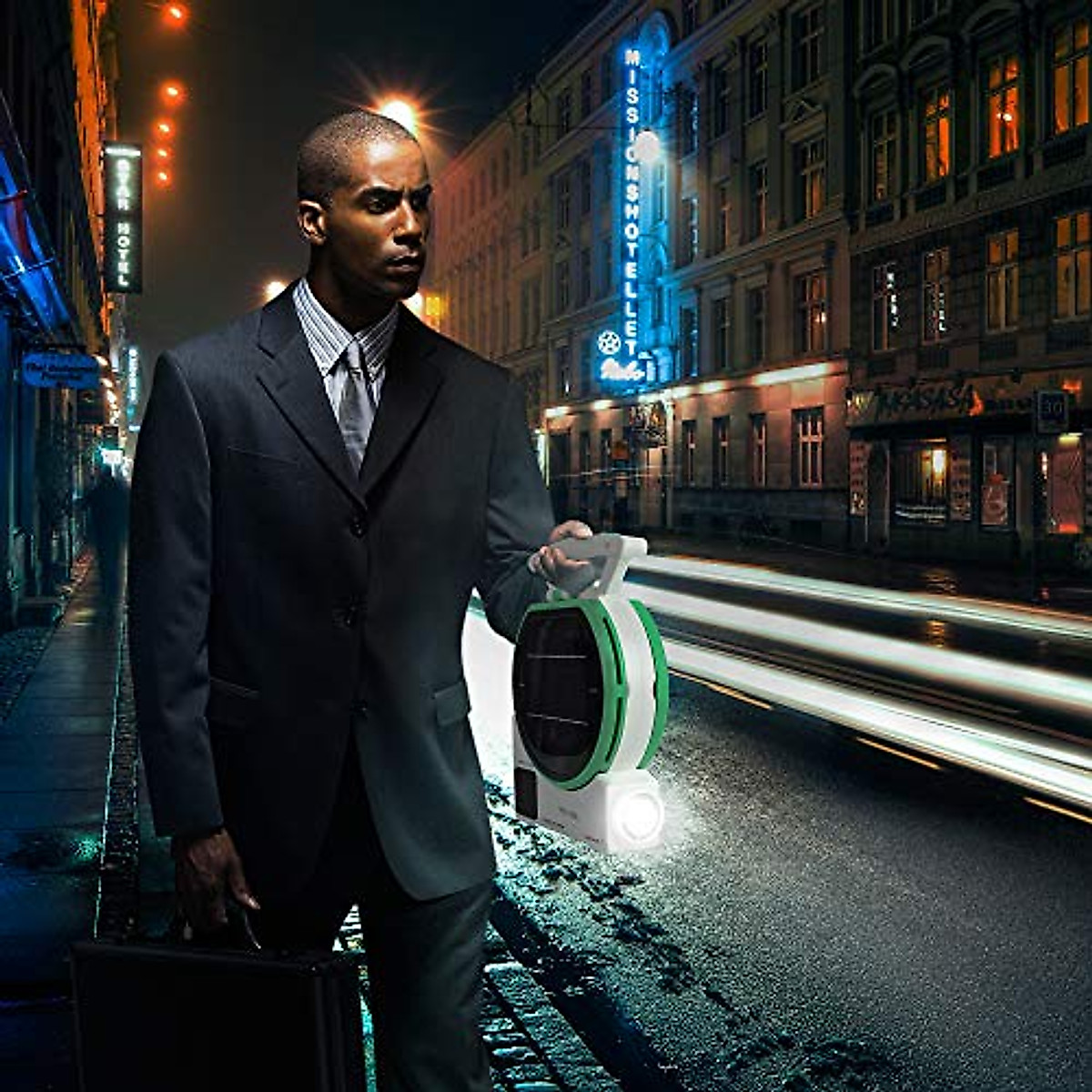 RERBO Multi-Function Solar Fan with Radio/MP3/Table Lamp/Torch/Cell Phone Charging Portable Emergency Outdoor Electric Fan for Camping Fishing and Hurricane (Green)