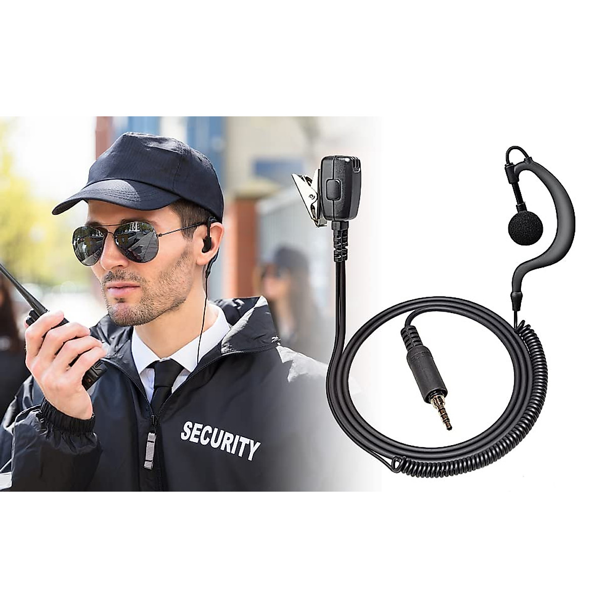TWAYRDIO Walkie Talkie Earpiece with Mic for Yaesu VX6R VX7R Standard Horizon HX890 HX210 HX370S HX380 HX40 HX400 HX870 Handheld Radios, Two Way Radio Headset with PTT Microphone and G Shape Ear Hook