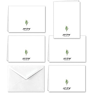 Paper Frenzy Elegant Ferns Thank You Note Cards and Envelopes - 25 pack