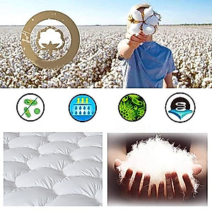 JURLYNE Mattress Pad Full XL Size, Quilted Fitted Mattress Cover, Pillow Top with Fluffy Breathable 5D & 7D Spiral Fiber Filling, Cooling Mattress Topper Cover, Protector, White