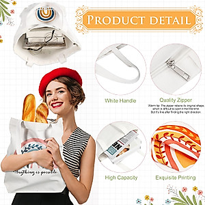 Woanger 10 Pcs Employee Appreciation Gifts Inspirational Canvas Tote Bags Rainbow Bags for Staff Thank You Gifts(Rustic Style)