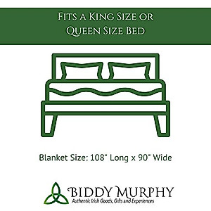 Biddy Murphy, Genuine Irish 100% Wool Plaid Blankets, Soft & Warm Lambswool Knee Throw/Toss Size 54" x 45" Inches, Imported from Ireland, Green/White