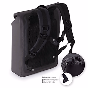 A-LAB Model A Waterproof Bicycle & Messenger Backpack Rolltop Daypack for Commuting and Traveling with 15.4'' Laptop Sleeve 26l in black