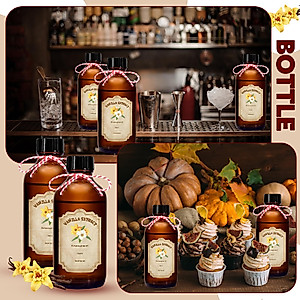 12 Pack 2 Ounce Amber Glass Bottle with Lids Vanilla Extract Homemade Brown Bottle 2 oz and 12Pcs Vanilla Extract Stickers for Syrup Gift Glass