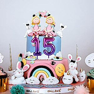 LUTER 2.36 Inches Purple and Blue Number Candle, Numeral Birthday Candles Galaxy Gradient Candles Wax Cake Toppers Decorations for Mermaid Themed Party Birthday Wedding Anniversary (5)