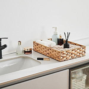 LEGNHOOM Wicker Storage Basket, Water Hyacinth Toilet Paper Basket for Countertop, Hand-Woven Wicker Basket for Toilet Tank Top, 2 Pack-Water Hyacinth