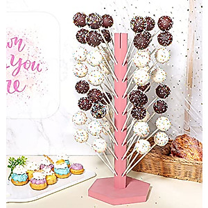 Webake Cake Pop Stand, 48 Holes Wood Lollipop Tree Holder Display Stand Wooden Sucker Cake Pop Drying Stand for Wedding Birthday Baby Shower Parties