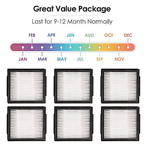 (6 Pack) Combo 10 Max Replacement HEPA Filter Compatible with iRobot Roomba Combo J7+ plus/Combo j9+/ Combo 10 Max Robotic Vacuum Cleaner HEPA Filters Accessories(NOT FOR Roomba combo j5 combo j5+)