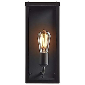 Amazon Brand – Rivet Mid-Century Clear Glass and Metal Wall Sconce with Bulb, 14"H, Bronze