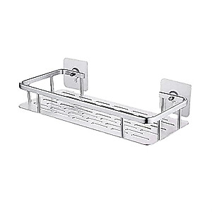 ZSFBIAO Shelf Shower Shelf Adhesive Aluminum Shower Caddy for Shampoo Holder Kitchen Rack Storage Organizer No Drilling Rectangle Wall Wall Floating Shelves (Color : A)