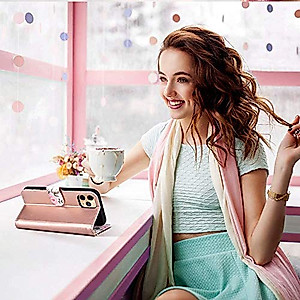 ULAK Compatible with iPhone 11 Pro Max Wallet Case for Women Girls, PU Leather Flip Cover with Card Holder Kickstand Shockproof Protective Purse Case for iPhone 11 Pro Max 6.5 Inch, Rose Gold