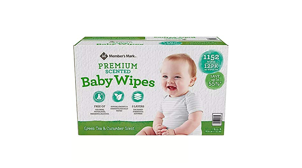 Member's Mark Baby Wipes - Hypoallergenic & Natural Green Tea Scent