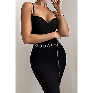 O-Ring Metal Waist Chain Adjustable Fashion Waist Body Chain Belt Alloy Belly Chain Dancing Body Chain for Women Girls