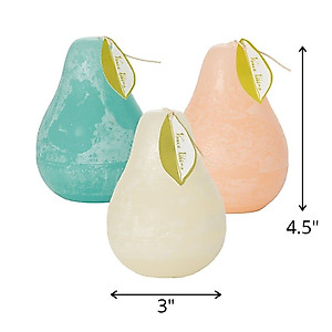 Sullivans Vance Kitira Pear Candle, Set of 3 Unscented 4.5 Inch Clean-Burning Dripless Real-Wax Candles for Home and Hosting Décor