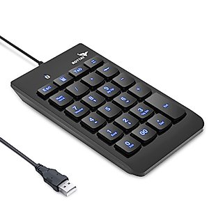 Rottay Backlit Number Pad, Wired Numeric Keypad Silent Keyboard Extensions External 10 Key USB Keypad for Laptop & PC