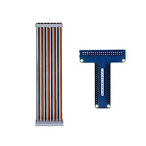 Richer-R T-Type GPIO Extension Board +40Pin Ribbon Flat Cable for 1B+/ 2B/ 3B,No Additional Installation Drive Required,Easy to Use.