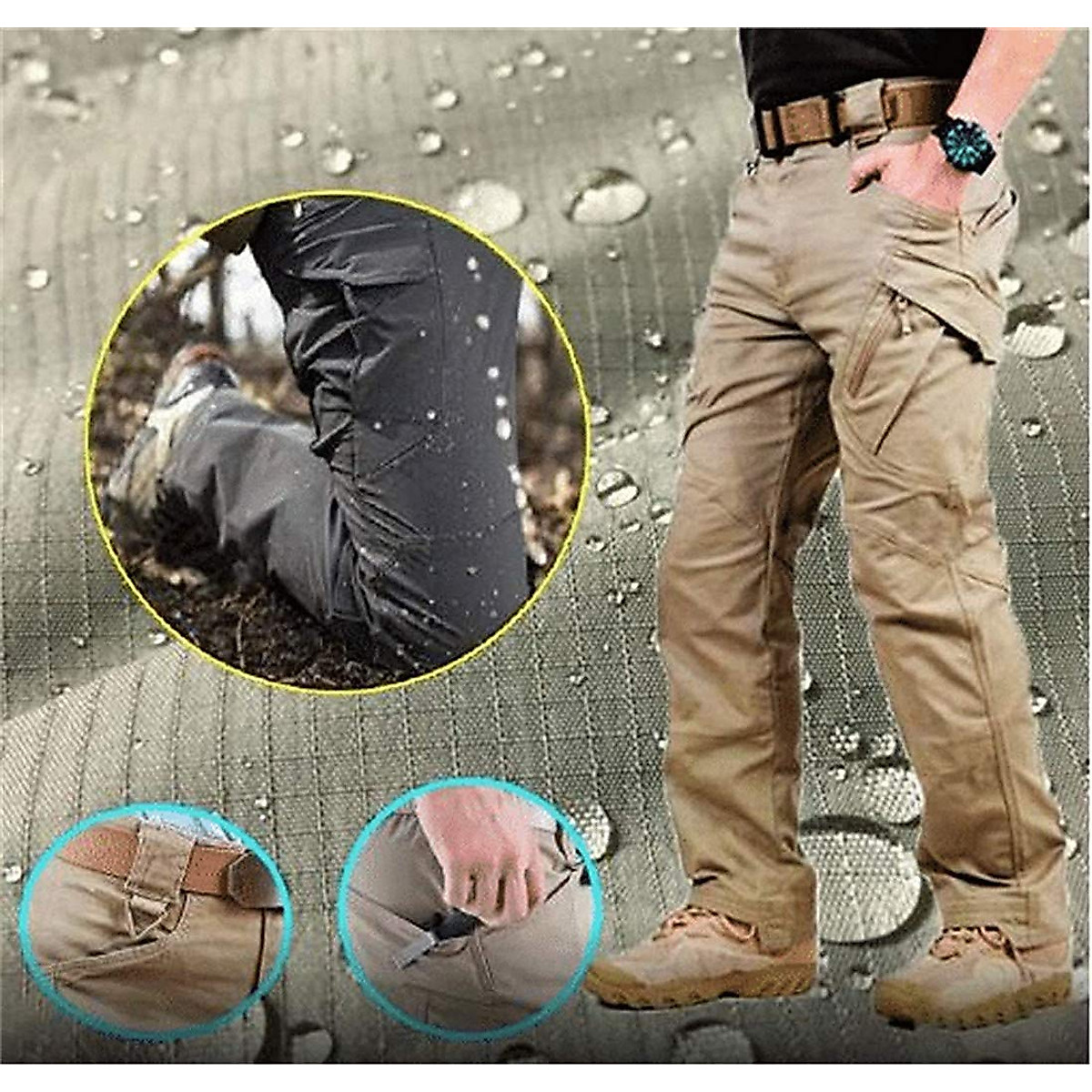 LELEBEAR 2021 Upgraded Tactical Waterproof Pants, Mens Waterproof Hiking Tactical Trousers for Combat Outdoor Hiking (Gray, 3X-Large)