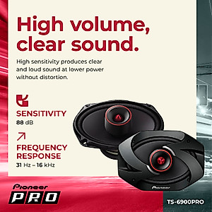 Pioneer TS-6900PRO, 2-Way Car Audio Speakers, Full Range, Clear Sound Quality, Easy Installation and Enhanced Bass Response, 6” x 9” Speakers