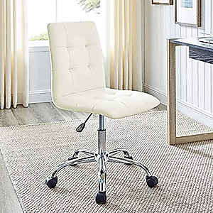 Modway Prim Ribbed Armless Mid Back Swivel Conference Office Chair In White