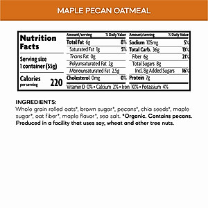 Nature's Path Organic Maple Pecan Oatmeal, 2 oz (Pack of 12), Non-GMO