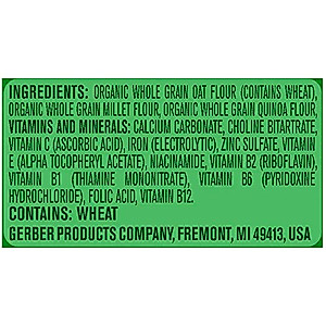 Gerber Baby Cereal Organic 2nd Foods, Grain & Grow, Oatmeal Millet Quinoa, 8 Ounce (Pack of 6)