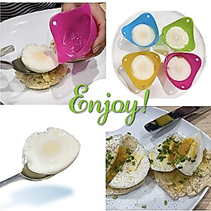 Trenton Gifts Eggs'pert Egg Poacher | Set of 4 | Silicone Egg Poachers for Microwave or Stovetop | BPA Free