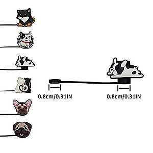 6 Pieces Cute Drinking Straw Caps Cover for 6-8 mm Reusable Drinking Straw Tips Lids Dust-Proof Straw Plugs(Kitten, Puppy)