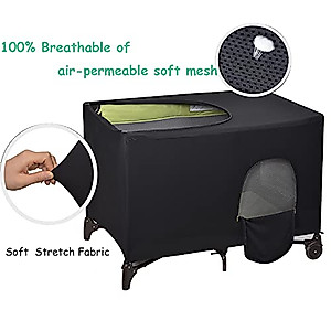Crib Tent Cover Stretchy Blackout Tent for Pack N Play, Breathable Baby Netting Cover/Tent for Portable Playard to Sleeping or Play (Black)