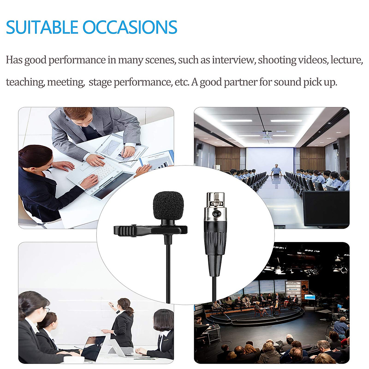Sujeetec Lavalier Microphone Lapel Microphone Compatible with Shure Wireless Transmitter - Unidirectional Condenser Mic - Mini XLR TA4F Plug