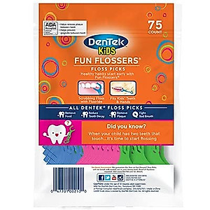 DenTek Kids Fun Flossers Wild Fruit | 75-Count Floss Picks | 2-Pack
