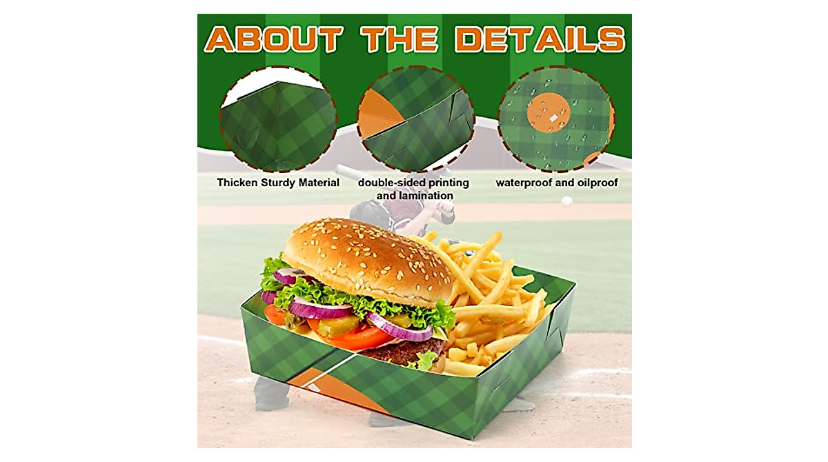 36 Pack Baseball Party Favors - Fun Food Serving Trays