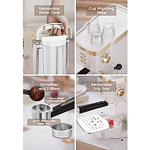 Gevi Espresso Machine 20 Bar High Pressure,Compact Espresso Machines with Milk Frother Steam Wand,Cappuccino & Latte Maker with Volume Control for Home,Espresso Maker，Gift for Coffee Lover