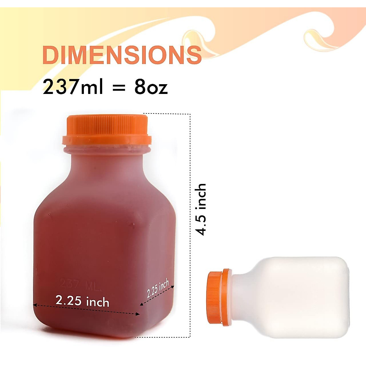 [30 PACK] Empty Plastic Juice Bottles with Tamper Evident Caps 8 OZ - Smoothie Bottles - Ideal for Juices, Milk, Smoothies, Picnic's and even Meal Prep by EcoQuality Juice Containers