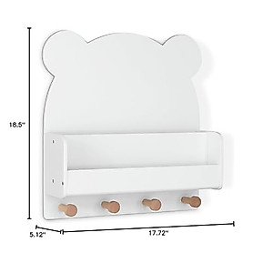 babyGap by Delta Children Brannan Bear Wall Shelf with 4 Hooks, White