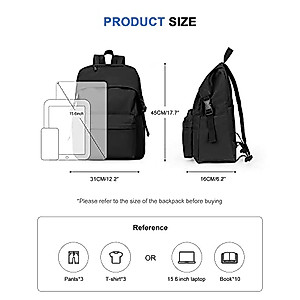 Black Backpack for Teens Girls Boys, Cute Backpack for Middle High School College Bookbag Small Travel Backpack Waterproof Lightweight Backpacks Casual Daypack for Women Men Fits 15.6 Inch Laptop
