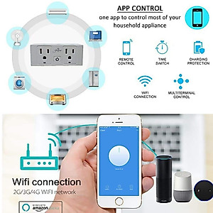 Smart Power Strip, WiFi Surge Protector, Voice Control Compatible with Alexa & Google Assistant, 4 AC Outlets 4 USB Port, APP Individual Control, Timer Schedule