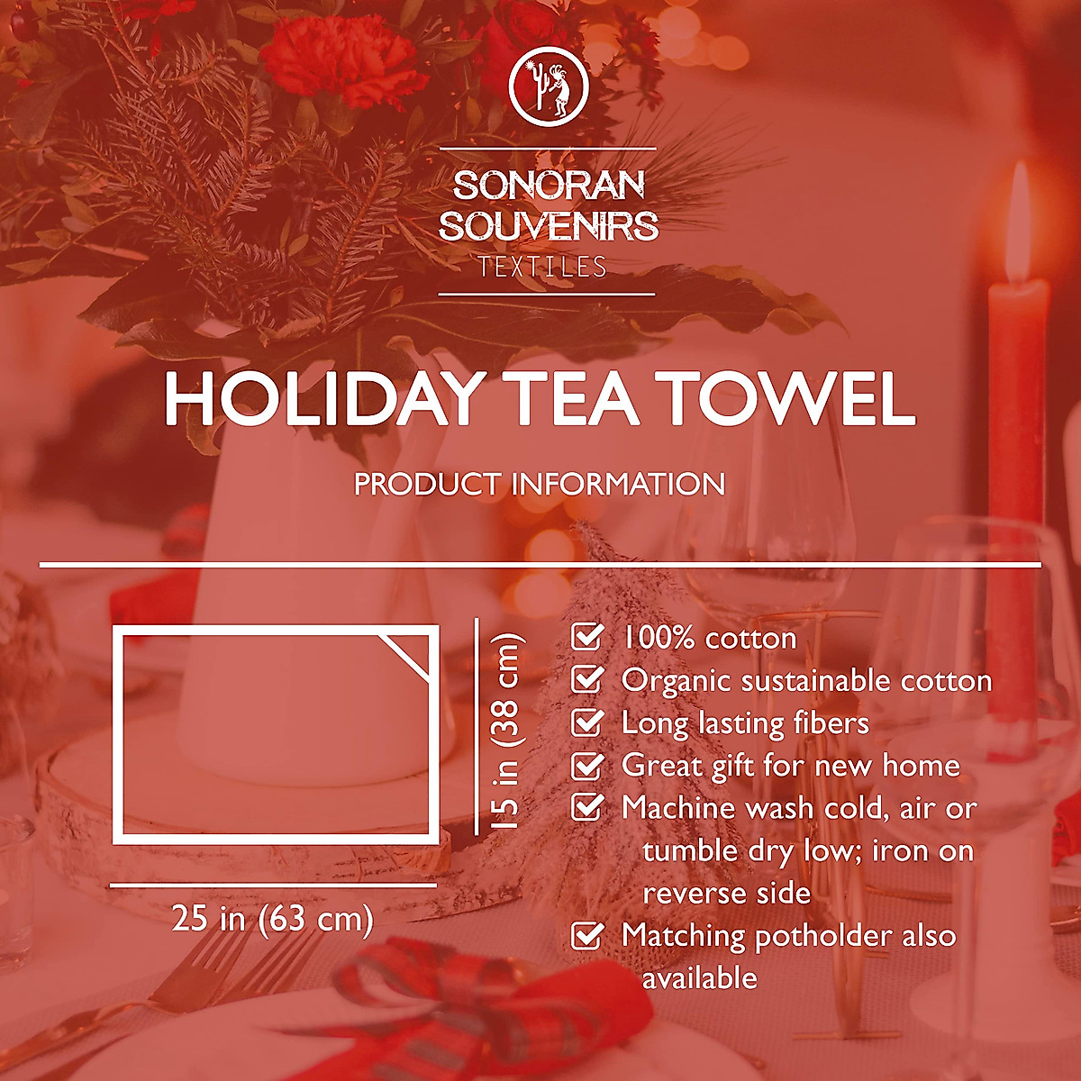 Sonoran Souvenirs Gnome Cooking Christmas Gnome Couple Novelty Tea Towel (15" W × 25" H) 100% Cotton Absorbent Dishtowels for Holiday Kitchen Decor