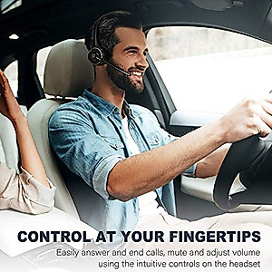 Trucker Bluetooth Angteela Headset with Microphone, Wireless Cell Phone Headset with Noise Canceling Mic Charging Base Mute Function for Home Office Call Center Skype