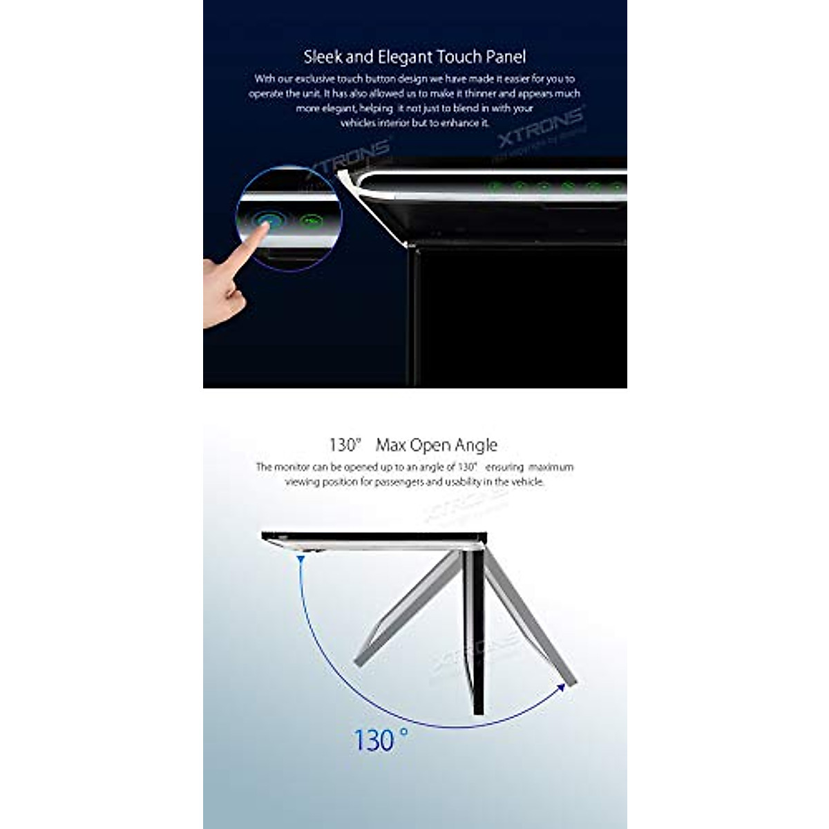 XTRONS® 17.3 Inch 16:9 Ultra-Thin FHD Digital TFT Screen 1080P Video Car Overhead Player Roof Mounted Monitor HDMI Port 1920 * 1080 Full High Definition (No DVD)