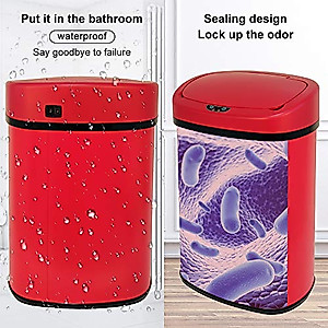 Kitchen Trash Can 13 Gallon,Stainless Steel Trash Can Touchless Garbage Can Large Trash Bin for Kitchen,Bathroom,Restroom,Office Automatic Garbage Bin,Red