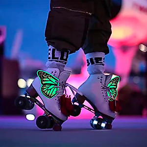 GR GLAMRAY Glow in The Dark Butterfly Wings for Roller Skate Shoes Boots, Roller Skate Accessories for Women Girls