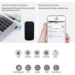 Mini Bluetooth Wireless Barcode Scanner,Symcode USB Portable Handheld 1D CCD Barcode Scanner Reader for POS/Android/iOS/iMac/Ipad