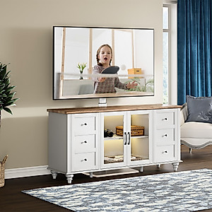 FITUEYES Swivel Floor TV Stand for 32 to 70 Inch TVs Tall Universal TV Stand Mount with Sturdy Wood Base, Space Saving for Corner Bedroom White